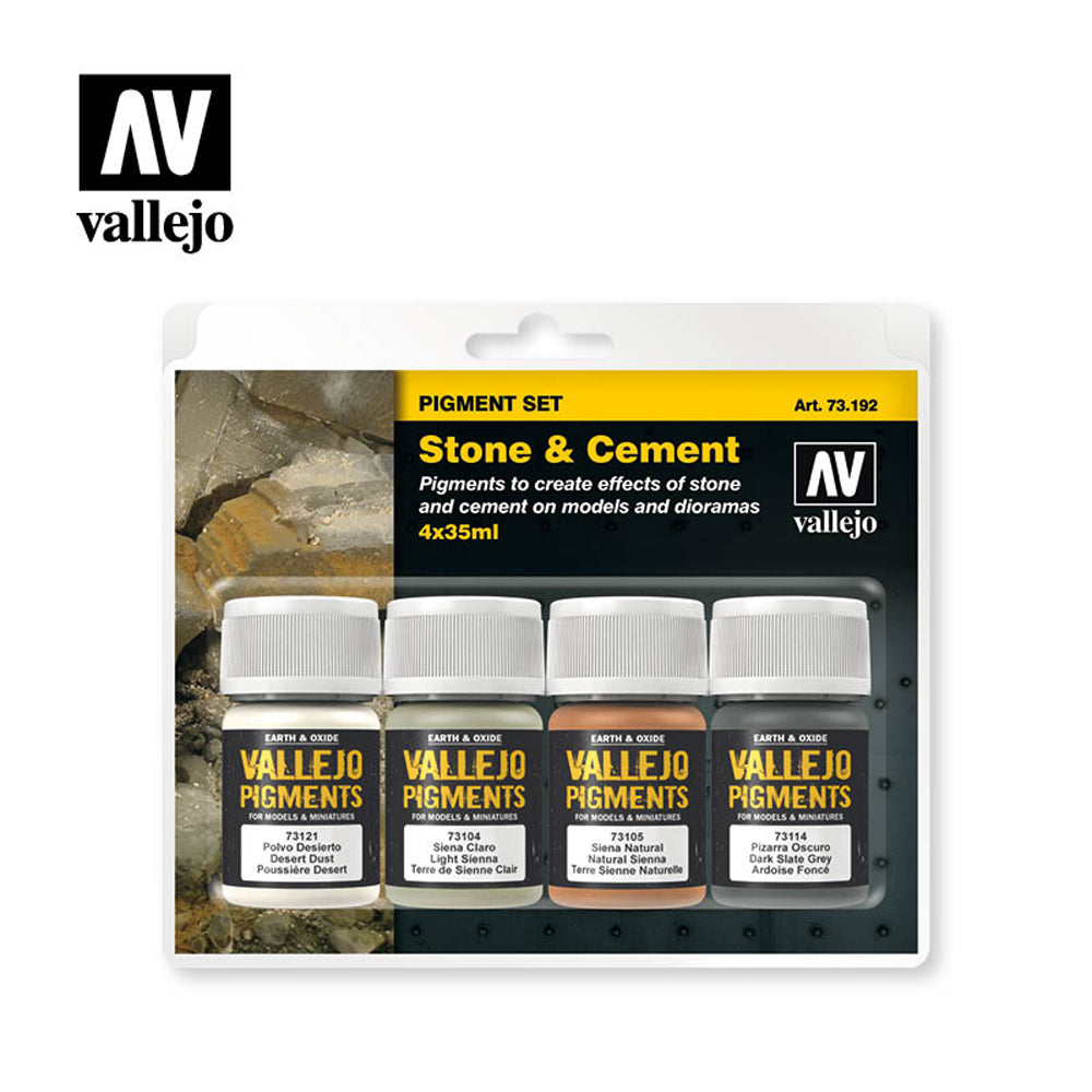 Vallejo Stone & Cement pigmentų rinkinys, 4x35 ml – Art Spices