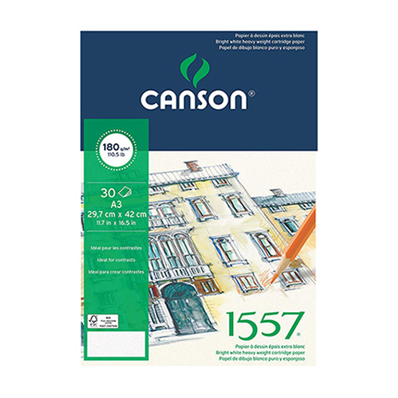 Canson 1557 piešimo popierius, A3 formatas, 30 lapų, 180 gsm – Art Spices
